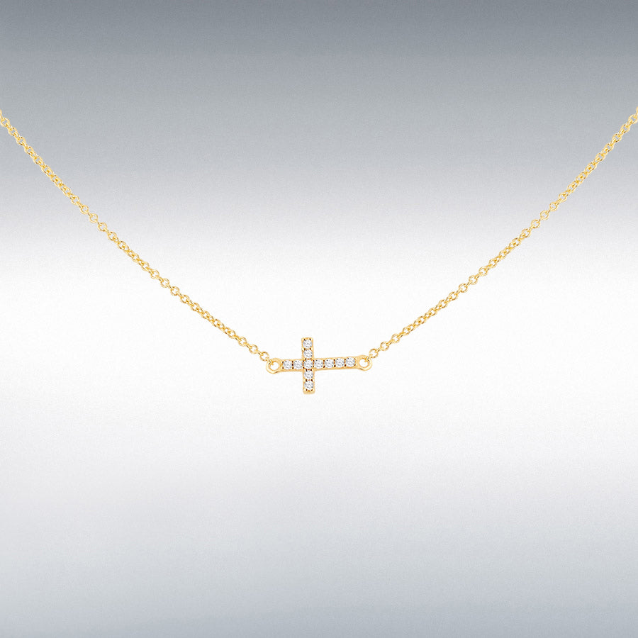 9CT GOLD MINI CROSS CZ ADJUSTABLE NECKLACE – Jack Dylan Jewellers